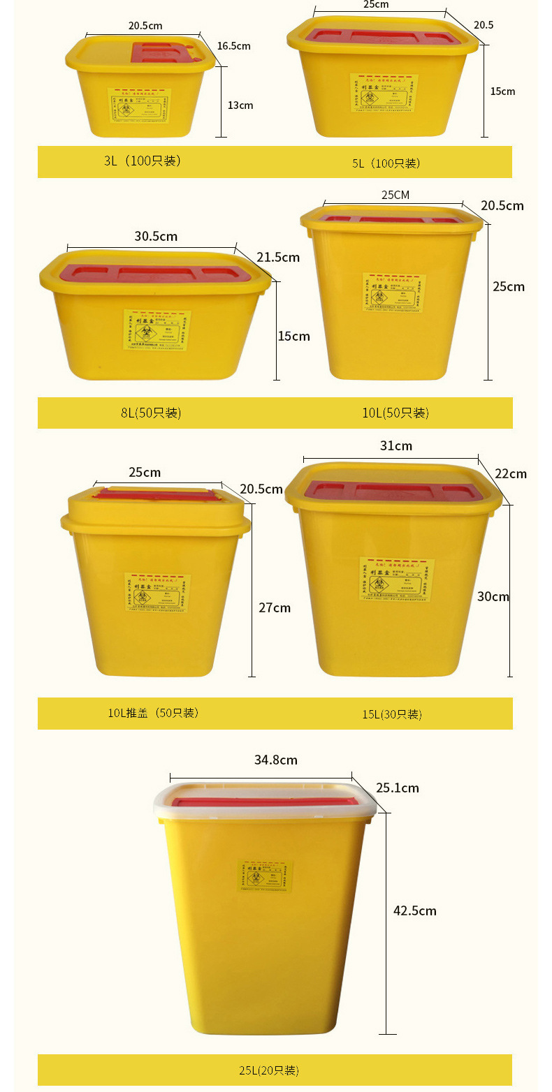 Plastic reusable sharps container 1litre bin medical biohazard waste ...