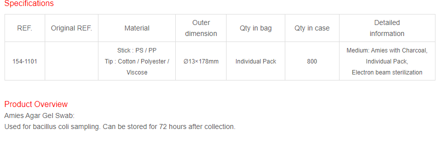 Transport Swab with Medium /Amies Agar Gel with Charcoal - Buy Stuart ...
